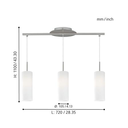 ไฟช่อ EGLO TROY 3 85978 แก้ว ขาว/โครม 3 หัว