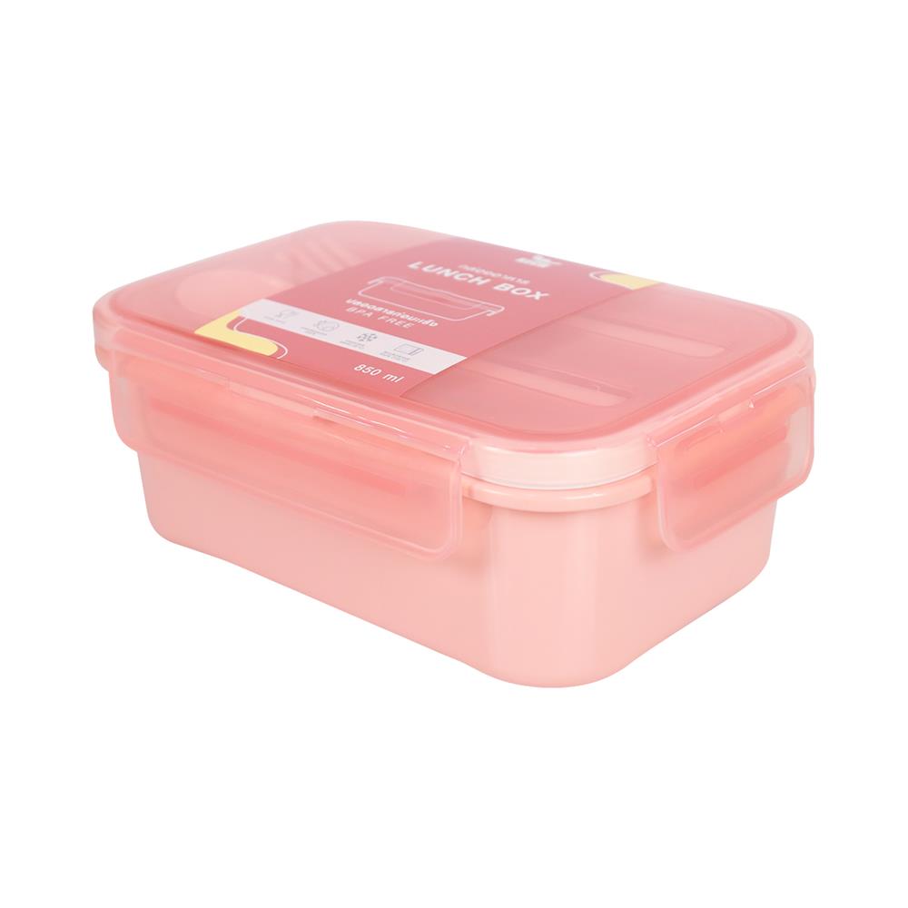 กล่องอาหาร+ช้อนส้อม KECH PASTEL 1238 0.85 ลิตร สีชมพู