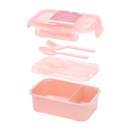 กล่องอาหาร+ช้อนส้อม KECH PASTEL 1238 0.85 ลิตร สีชมพู