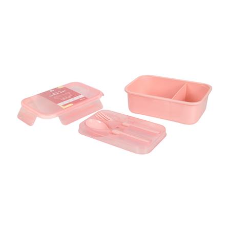 กล่องอาหาร+ช้อนส้อม KECH PASTEL 1238 0.85 ลิตร สีชมพู