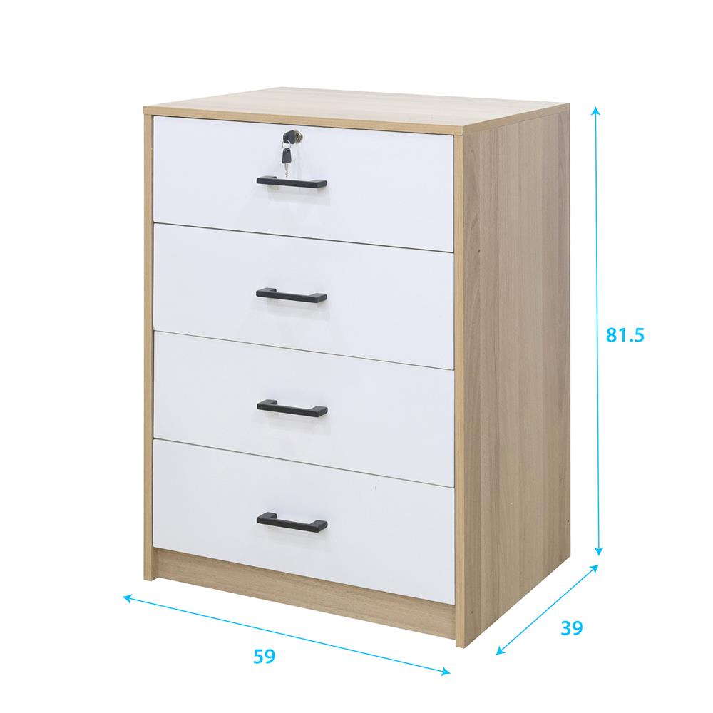 ตู้ลิ้นชัก 4 ลิ้นชัก FURDINI ANY สีไวท์โอ๊ค/ขาว