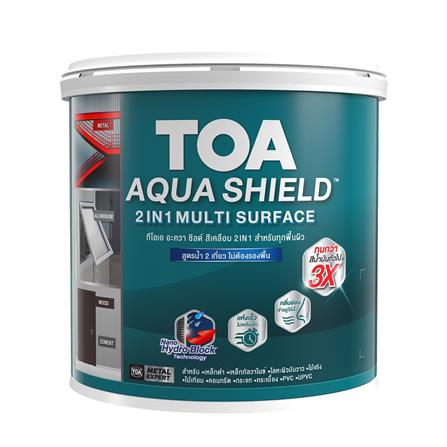 สีเคลือบเงา TOA AQUA SHIELD 2 IN 1 AQ800 สีดำ กึ่งเงา 3.5 ลิตร
