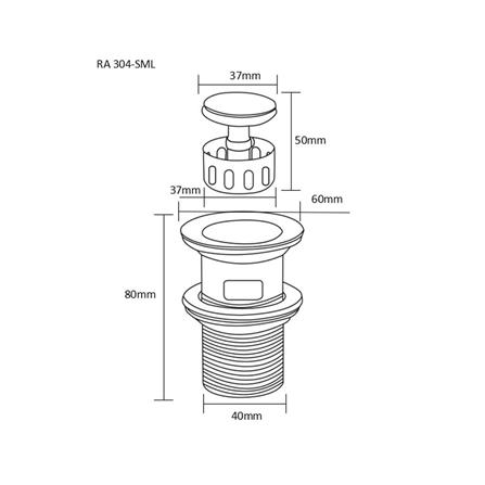 สะดืออ่างล้างหน้าแบบกด RASLAND 304-SML