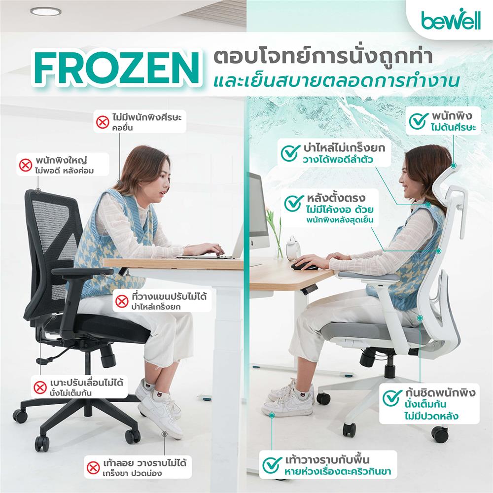 เก้าอี้สุขภาพ BEWELL FROZEN สีขาว