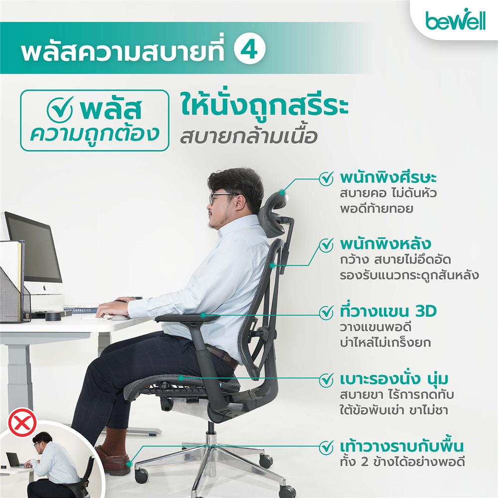 เก้าอี้สุขภาพ BEWELL ENFOLD PLUS สีดำ
