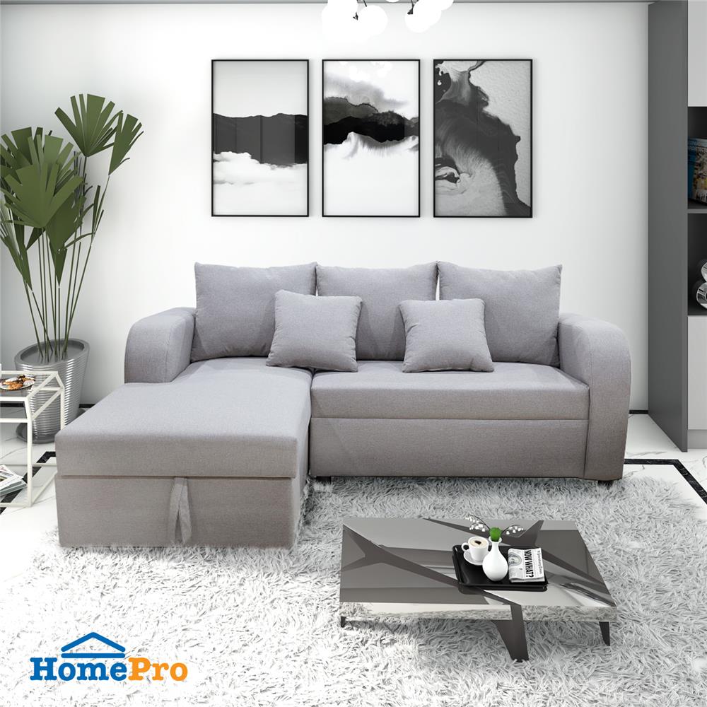 โซฟาเข้ามุมซ้าย FURDINI EMMA ผ้า สีเทาอ่อน