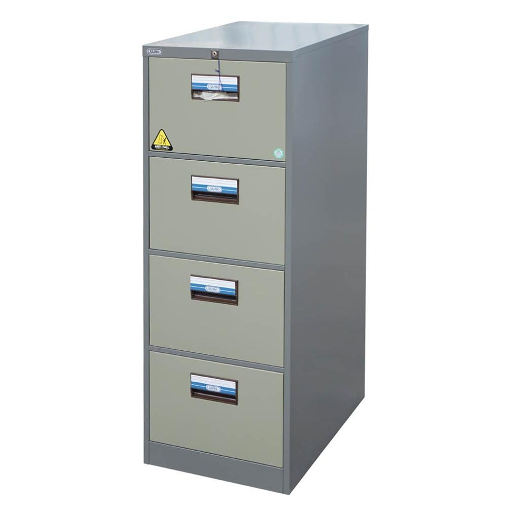 ตู้เอกสารเหล็กสูง 4 ลิ้นชัก SURE FC-204 สีเทา/ครีม