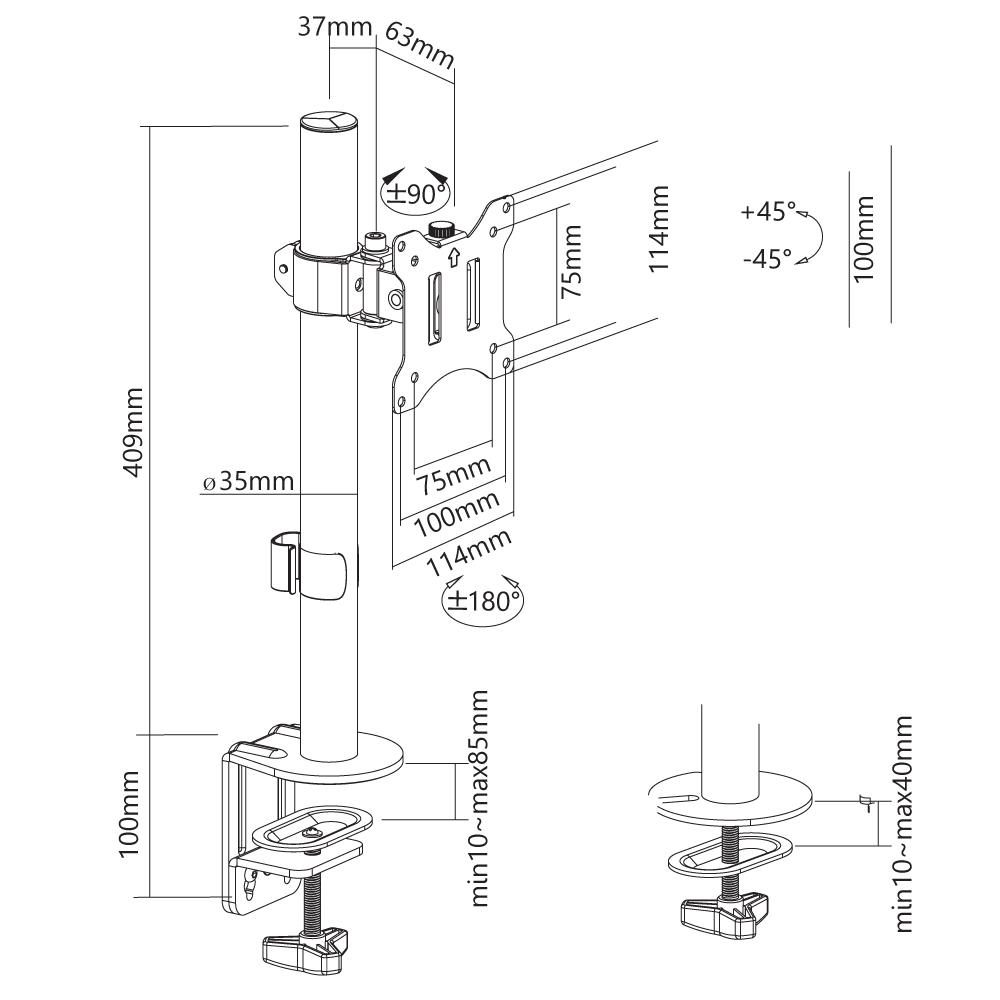 ขาตั้งจอคอมพิวเตอร์แบบหนีบโต๊ะ ERGOTREND สีดำ
