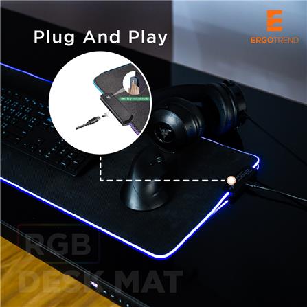 แผ่นรองเมาส์พร้อมไฟ RGB ERGOTREND สีดำ