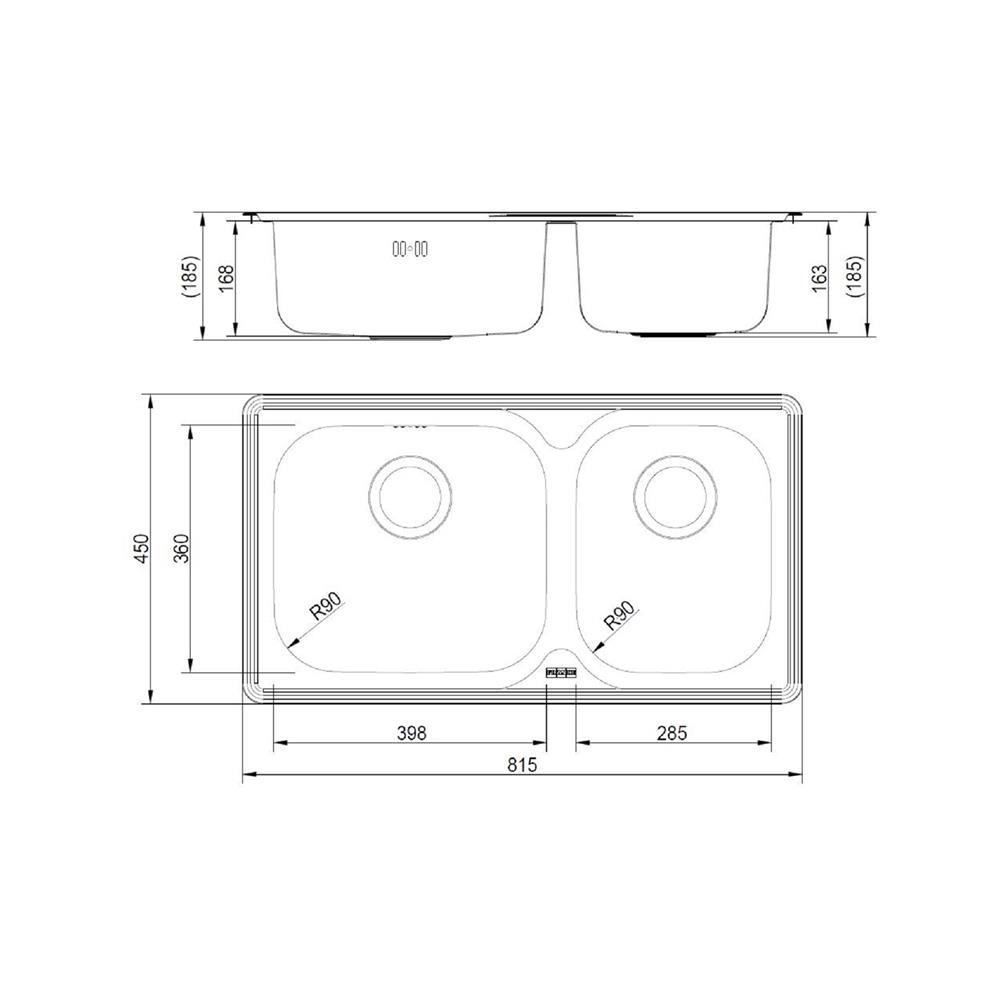 ซิงค์ฝัง 2 หลุม FRANKE LNX 620-40-28 สีเงิน