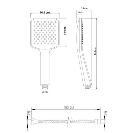 ชุดฝักบัวสายอ่อน 1 ระดับ DMG GL-3617 สีดำ