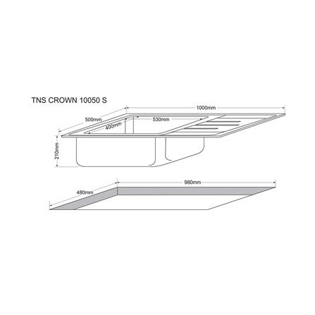 ซิงค์ฝัง 1 หลุม 1 ที่พัก TECNOPLUS CROWN 100 สีเงิน