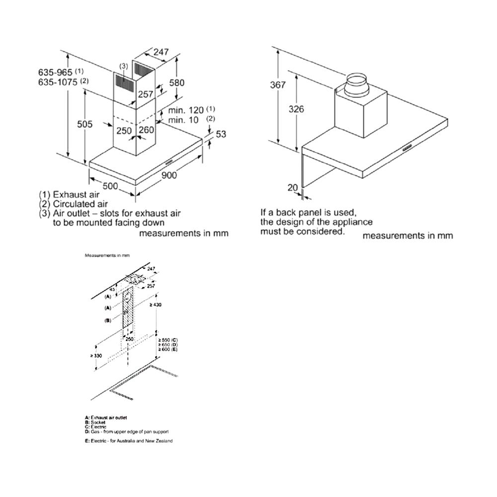 เครื่องดูดควันกระโจม BOSCH DWB96BC60 90 ซม.