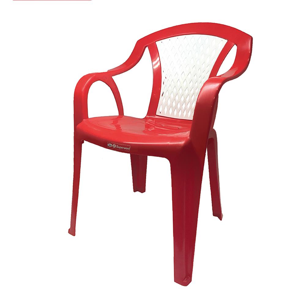 เก้าอี้พลาสติก SUPERWARE CH-52 สีขาว/แดง