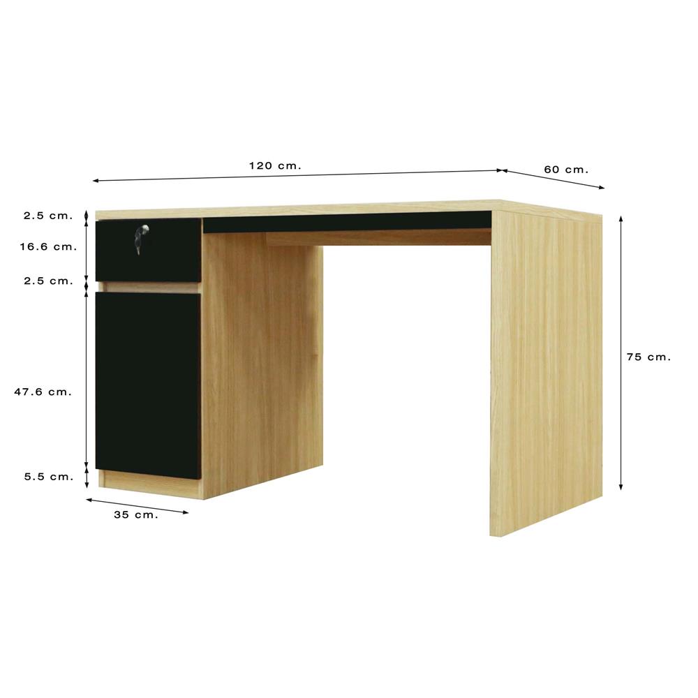 โต๊ะทำงาน BURO REVOLUTION DK120 LR 120 ซม. สีเนเชอรัลแอช/ดำ