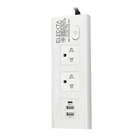 รางปลั๊กไฟ 3 ช่อง 1 สวิตช์ 2 USB 1 Type-C ELECKTA ET441C-3M 3 ม. สีขาว