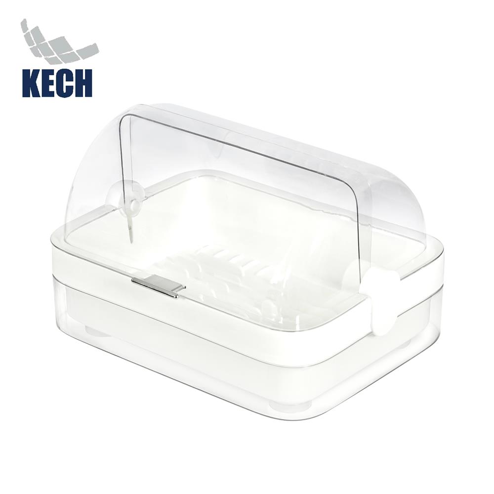 ชั้นคว่ำจานพลาสติกฝาครอบใส KECH IVORY