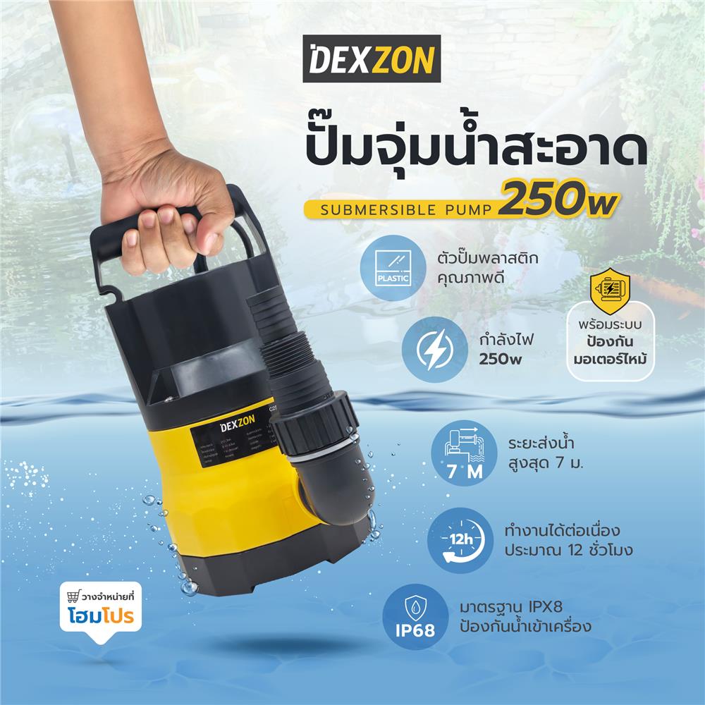 ปั๊มจุ่มน้ำสะอาด DEXZON C250 250 วัตต์