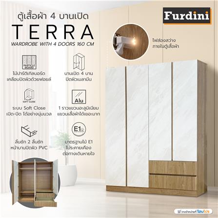 ตู้เสื้อผ้า 4 บานเปิด FURDINI TERRA 160 ซม. สีโอ๊ค/ลายหิน