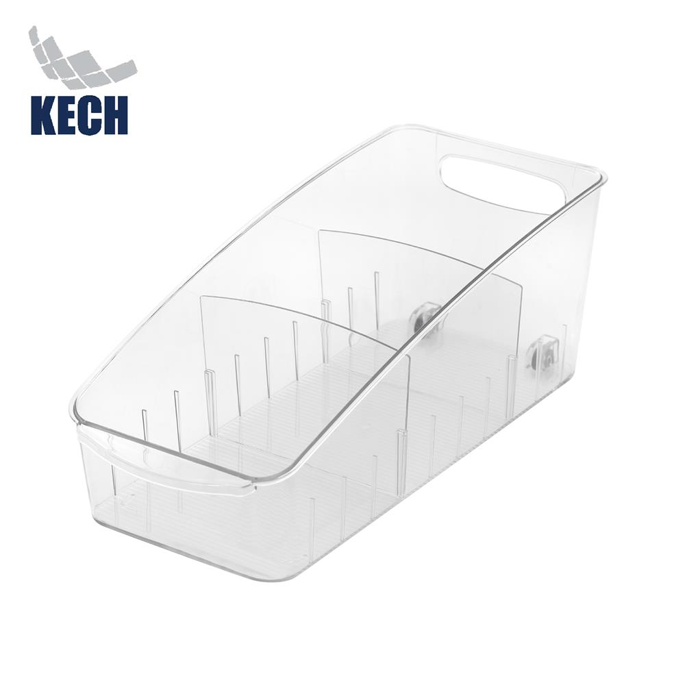 กล่องจัดเก็บในตู้เย็นพร้อมชั้นแบ่งและล้อเลื่อน KECH FROSTY SIZE L