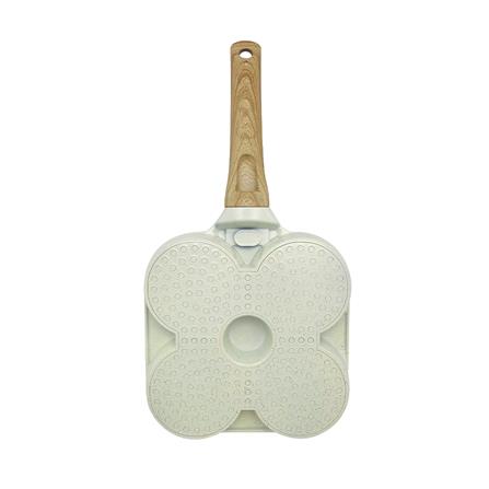 กระทะ 4 ช่อง ด้ามไม้ 18 ซม. KECH CERAMIC สีเขียว IH