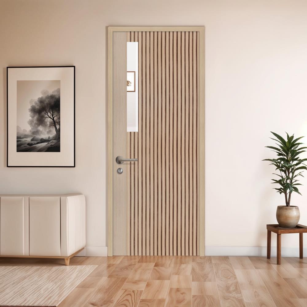 ประตูภายใน PS ไม่เจาะลูกบิด LINEDEKOR ONE EIGHT 80x200 ซม. สีบีช